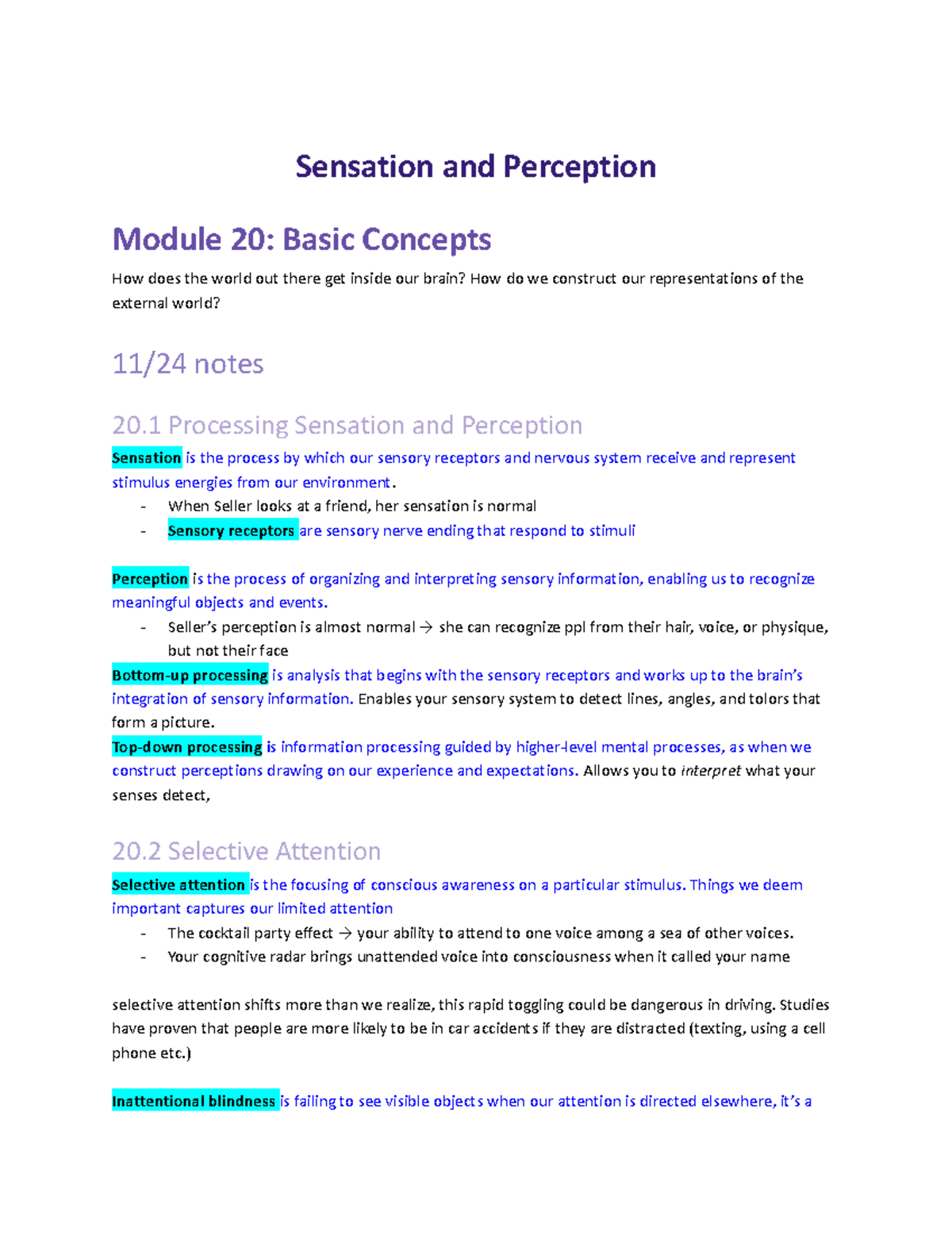 Sike - U3 - Sensation and Perception - Sensation and Perception Module ...