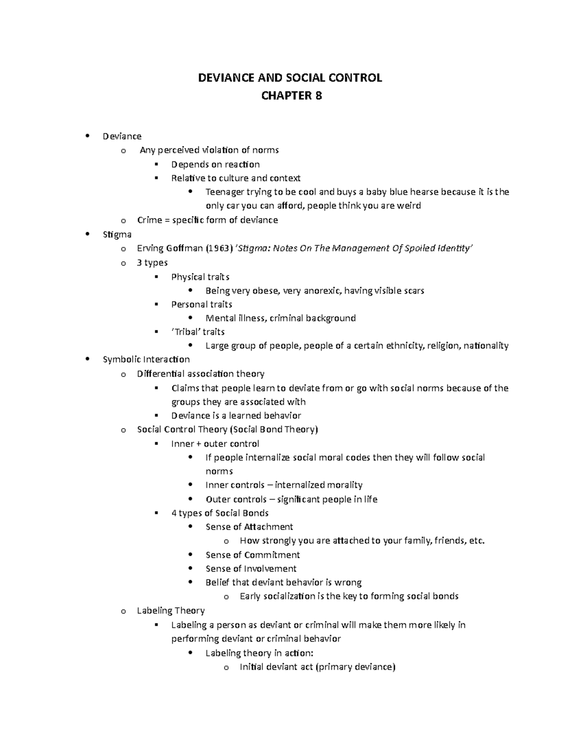 Unit 2 - Lecture Notes - Erin Hatton - DEVIANCE AND SOCIAL CONTROL ...