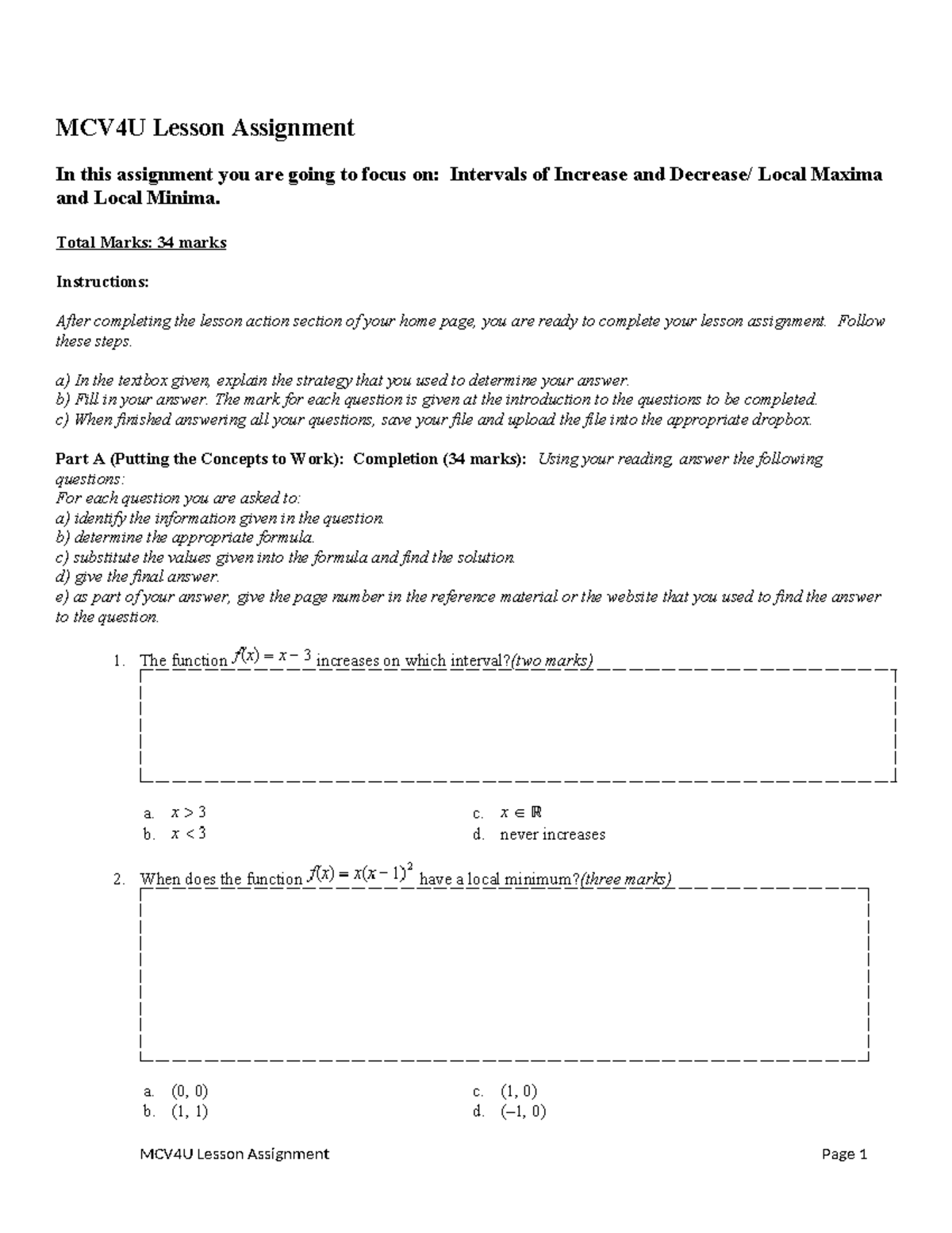 MCV4U Lesson Assignment 6 (docx) - MCV4U Lesson Assignment In this ...