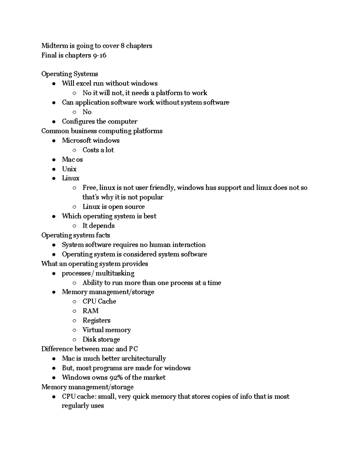 Ch 4 - Lecture notes 4 - Midterm is going to cover 8 chapters Final is ...