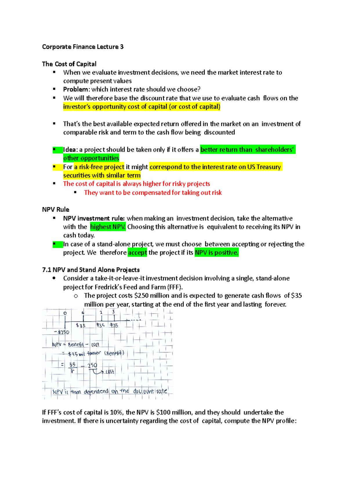 Corporate Finance Lecture 3 Notes - Corporate Finance Lecture 3 The ...