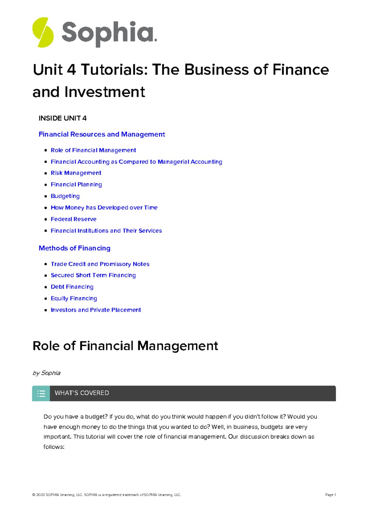 Unit-4-tutorials-the-business-of-finance-and-investment - Unit 4 Tutorials: The Business of ...