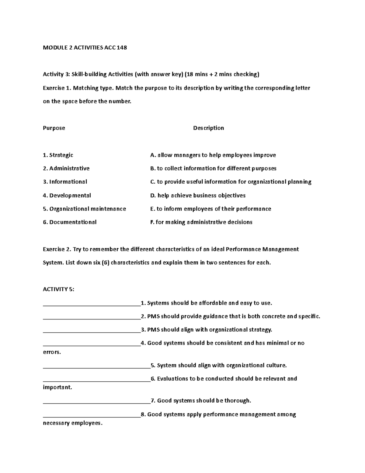 Module 2 Activities ACC 148 - MODULE 2 ACTIVITIES ACC 148 Activity 3 ...