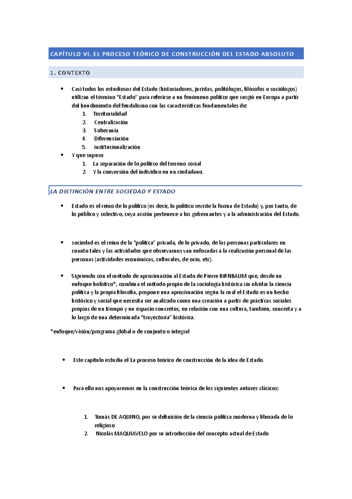 Capítulo 6 - Constitucional - CAPÍTULO VI. EL PROCESO TEÓRICO DE CONSTRUCCIÓN DEL ESTADO ...