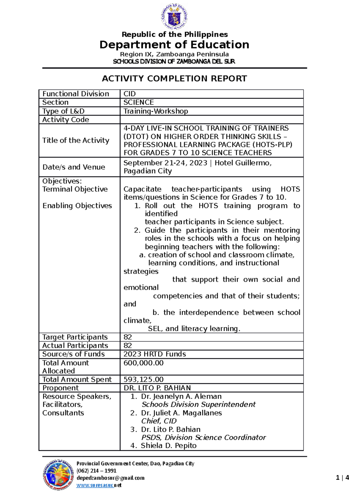 ACR Template - none - Department of Education Region IX, Zamboanga ...