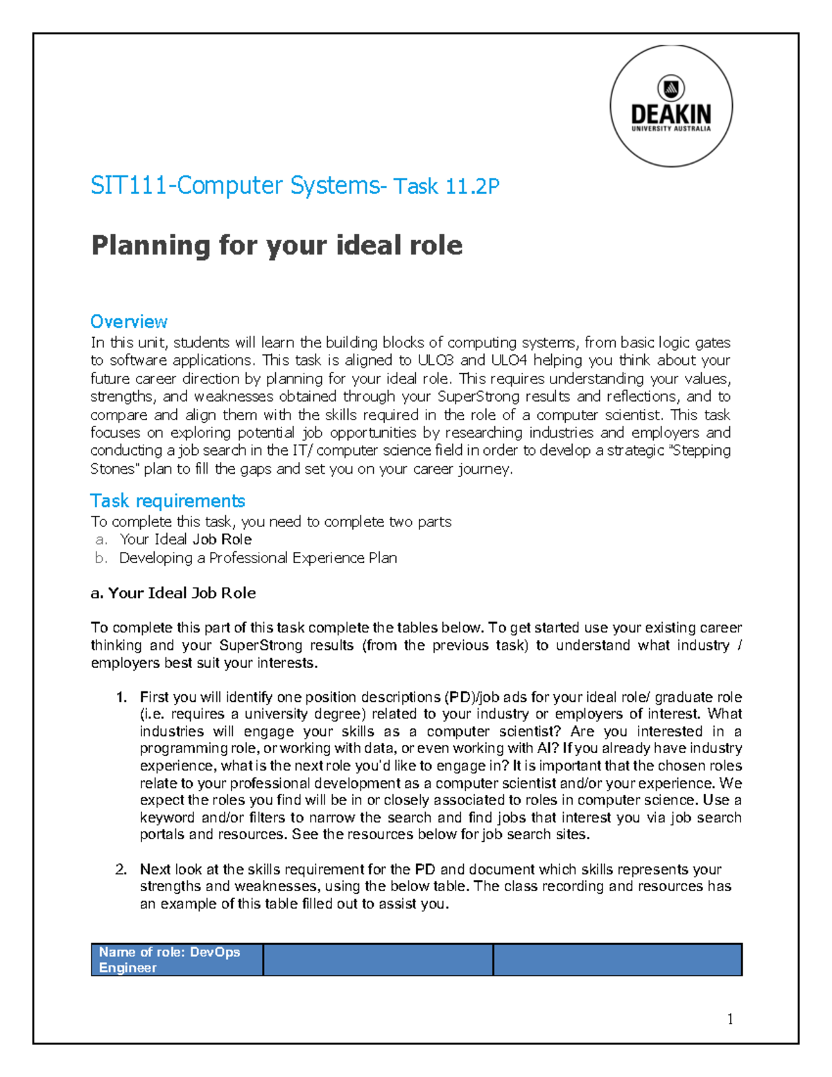 SIT111-11 - task practical - 1 SIT111-Computer Systems - Task 11 ...