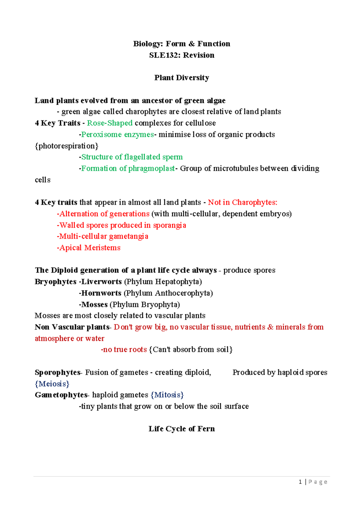 Bio Exam Revision-1 - Summary Biology: Form and Function - Biology ...
