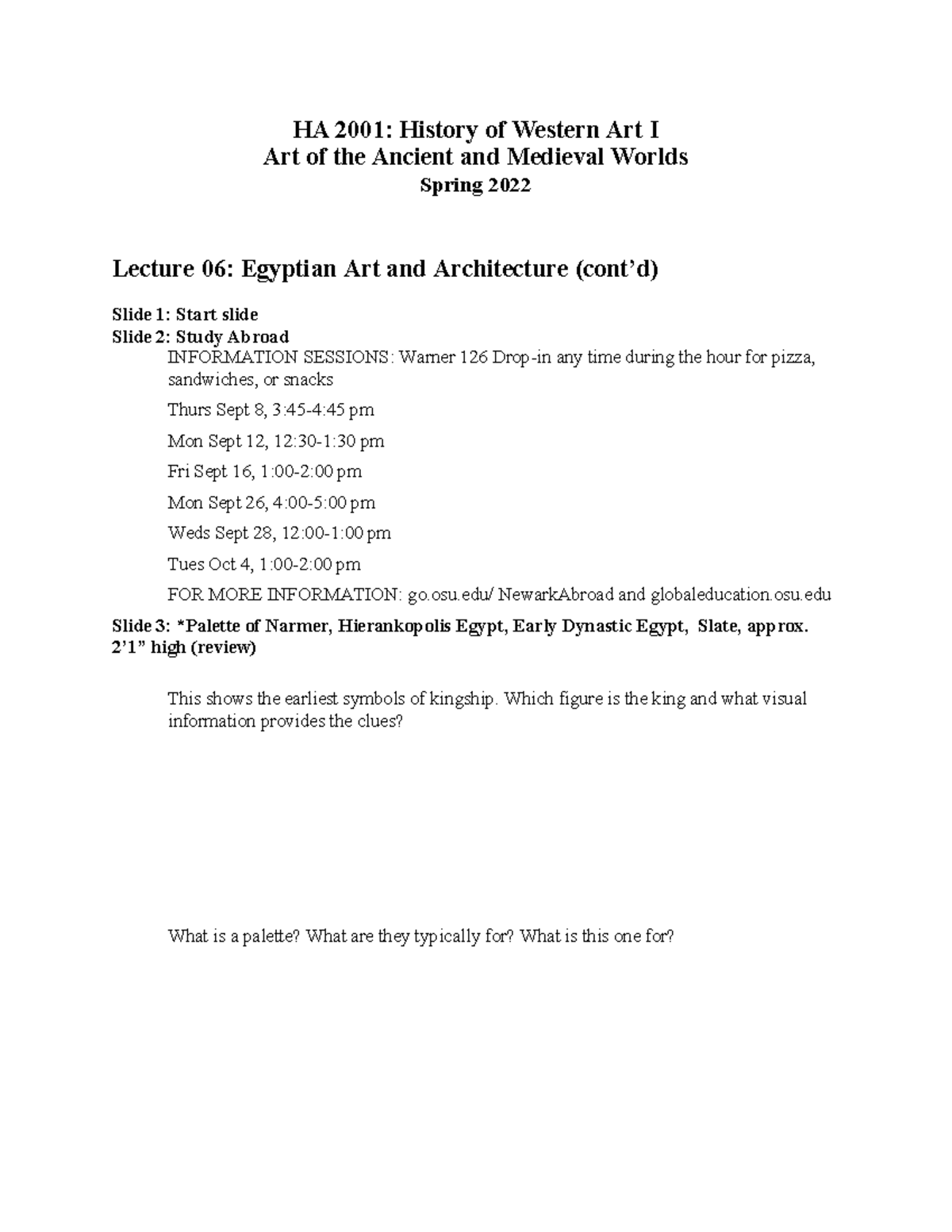 Lecture 06- Ancient Egypt (cont'd) - HA 2001: History of Western Art I ...