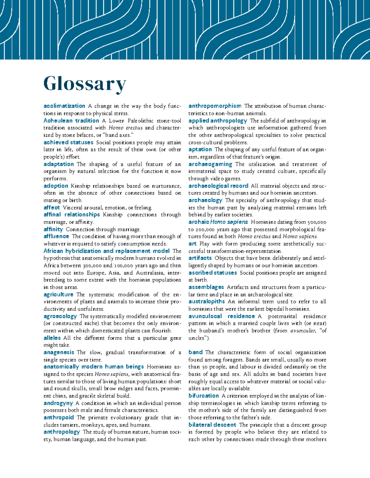 Glossary Anthropology What Does It Mean to Be Human Second Canadian ...