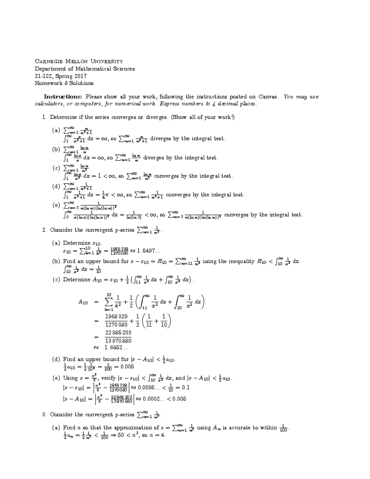 8 - Tim Flaherty, HW 8 - Integration, Differential Equations And ...