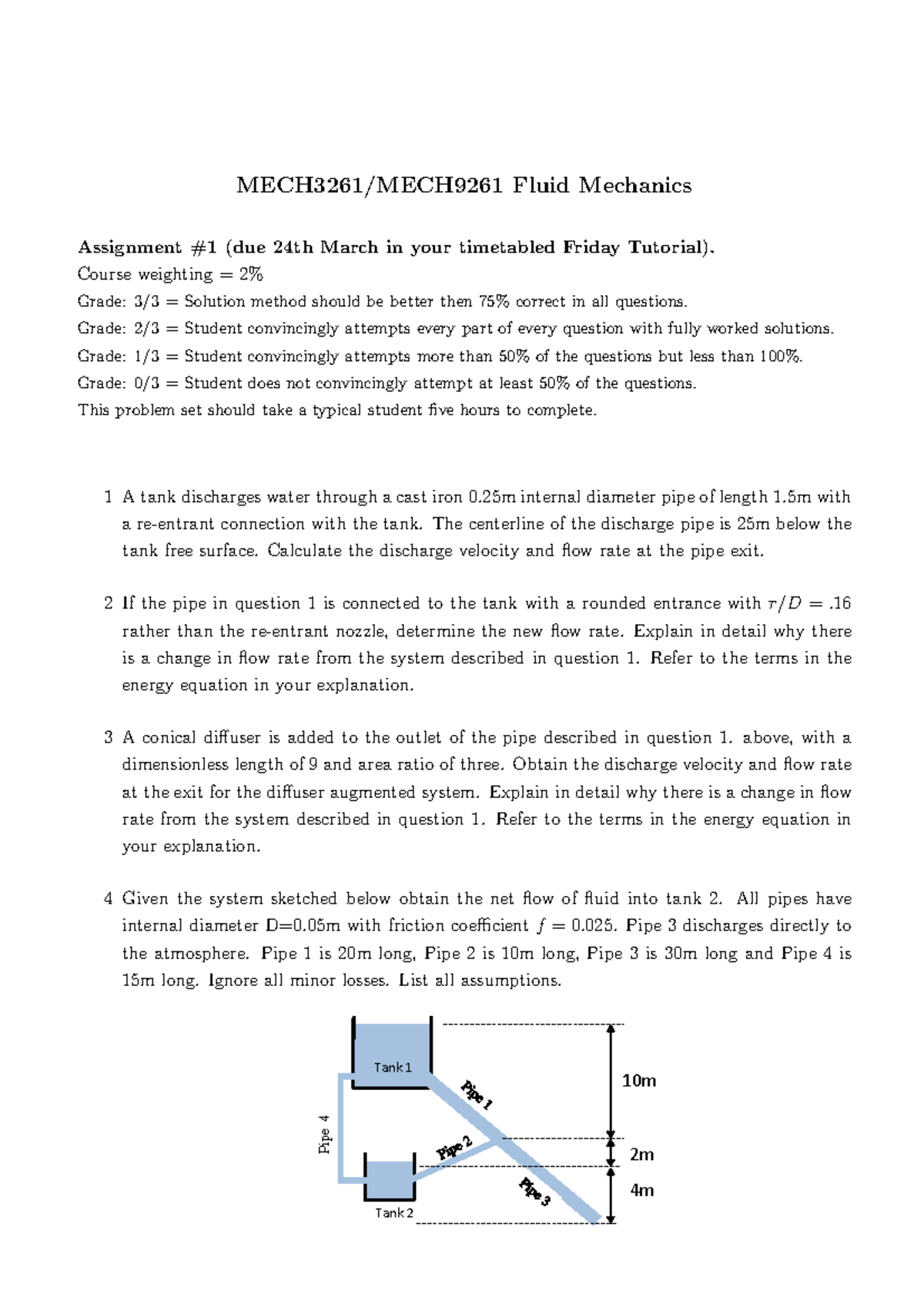 Assg1 - Assignment for year 2017 - Fluid Mechanics Assignment (due 24th ...