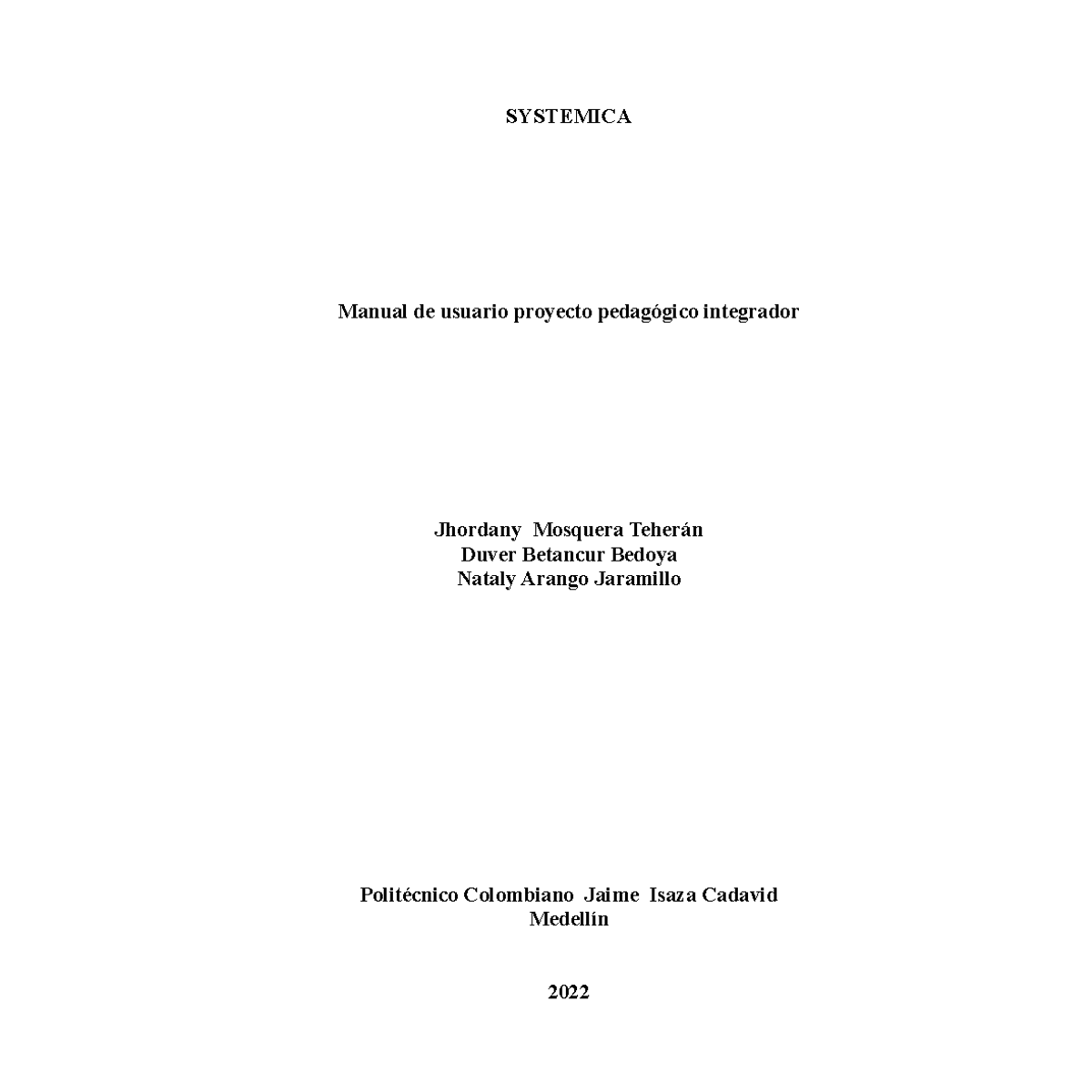 Systemica manual de usuario - SYSTEMICA Manual de usuario proyecto pedagógico integrador ...