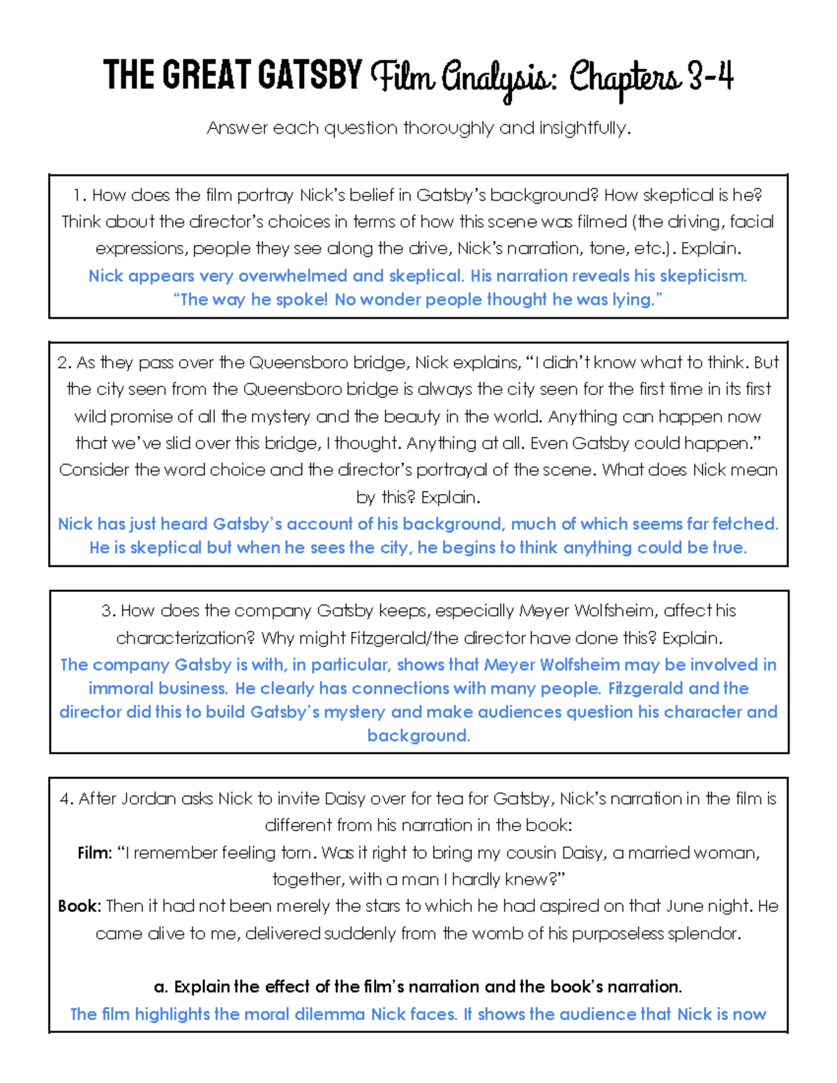 Gatsby Ch. 3-4 Film Analysis - THE GREAT GATSBY Film Analysis: Chapters ...