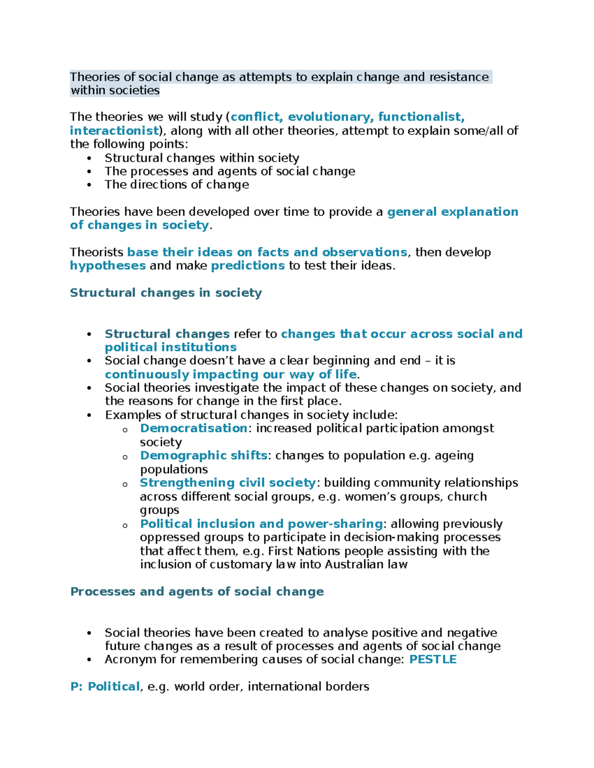 8-11 work - 8-11 sociology work - Theories of social change as attempts ...