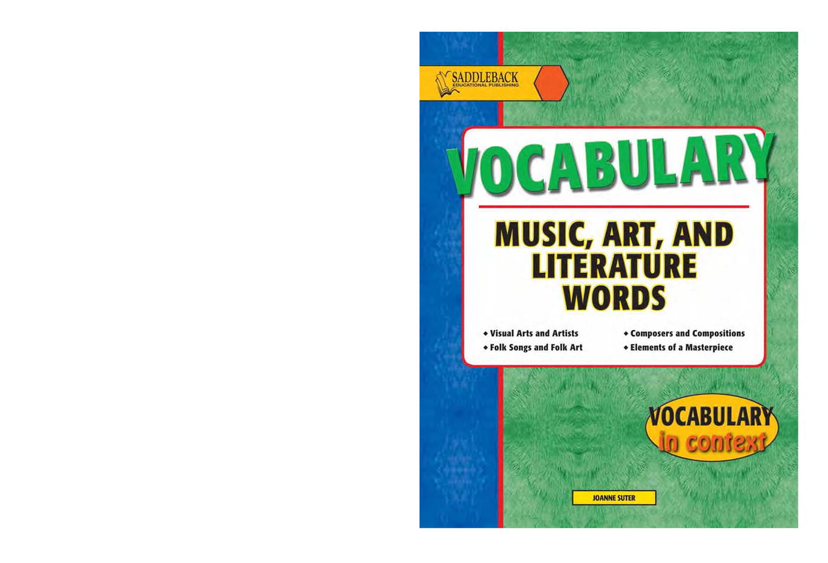 Vocabulary Music Art and Literature - ####### 1 JOANNE SUTER Visual ...