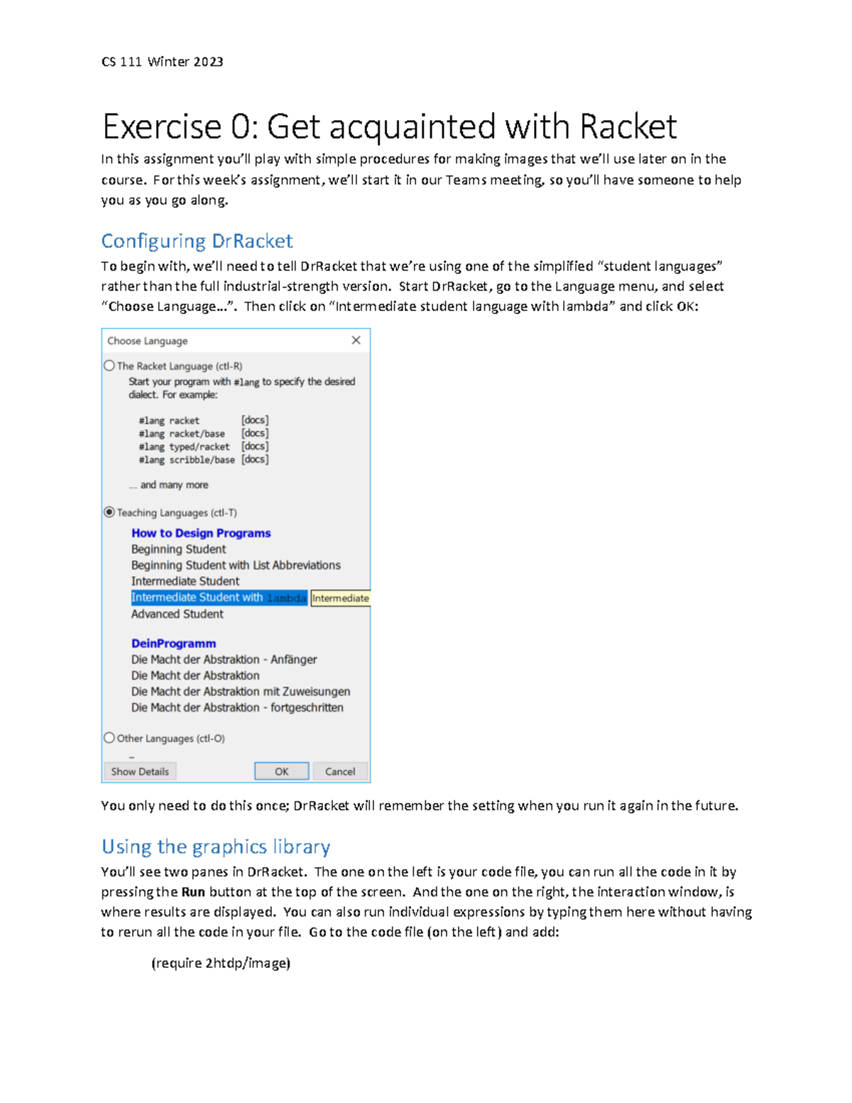 Exercise 0 Racket Exercise 0 Get Acquainted With Racket In This Assignment Youll Play With