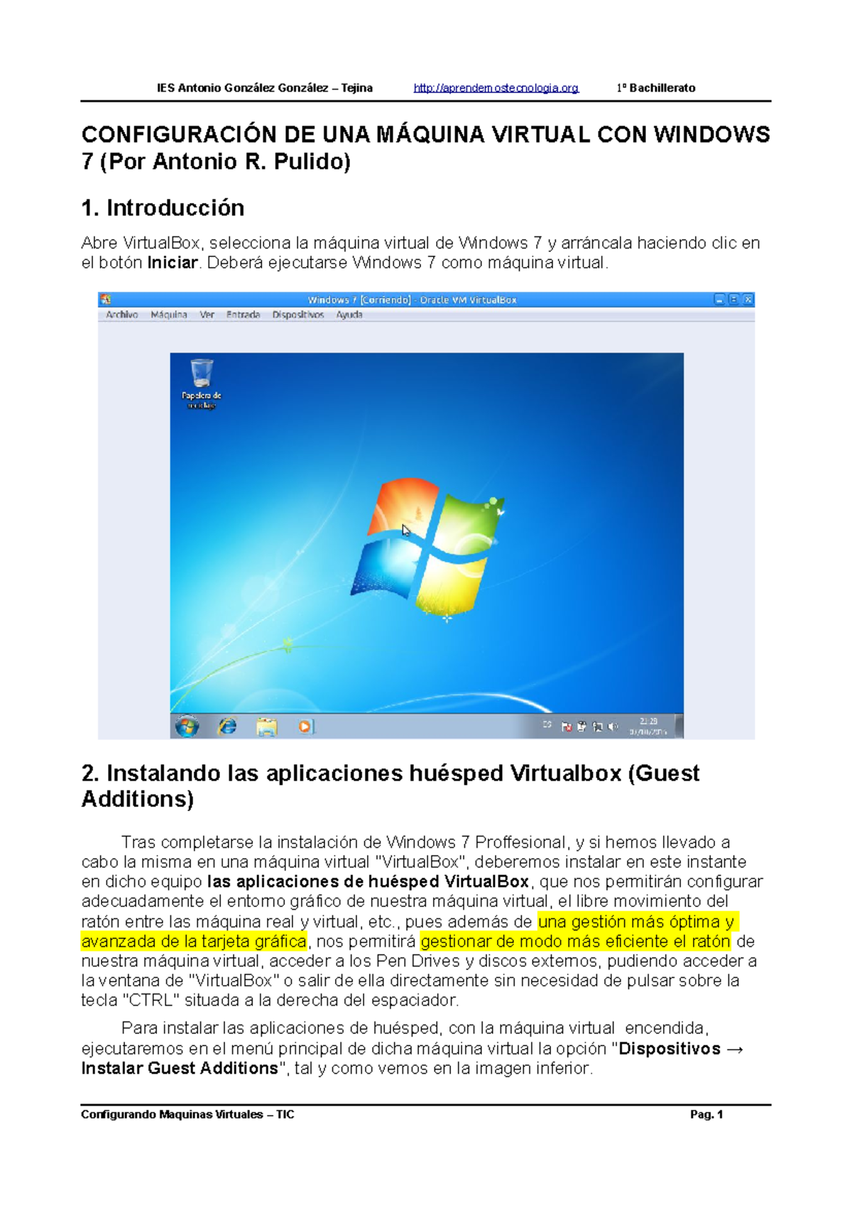 Configurar la maquina virtual - CONFIGURACIÓN DE UNA MÁQUINA VIRTUAL ...