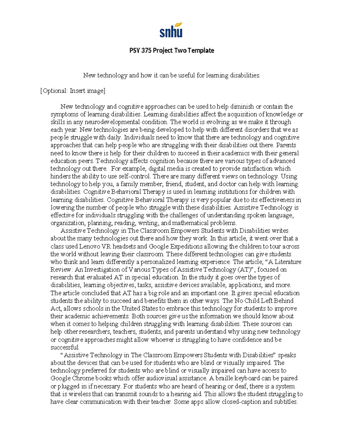PSY 375 Project Two Template - PSY 375 Project Two Template New ...