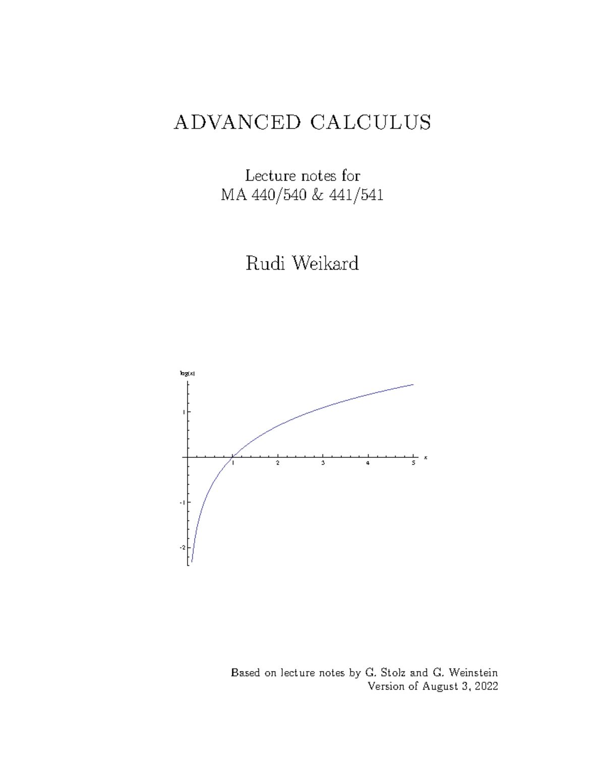 Weikard advanced calc notes - ADVANCED CALCULUS Lecture notes for MA ...
