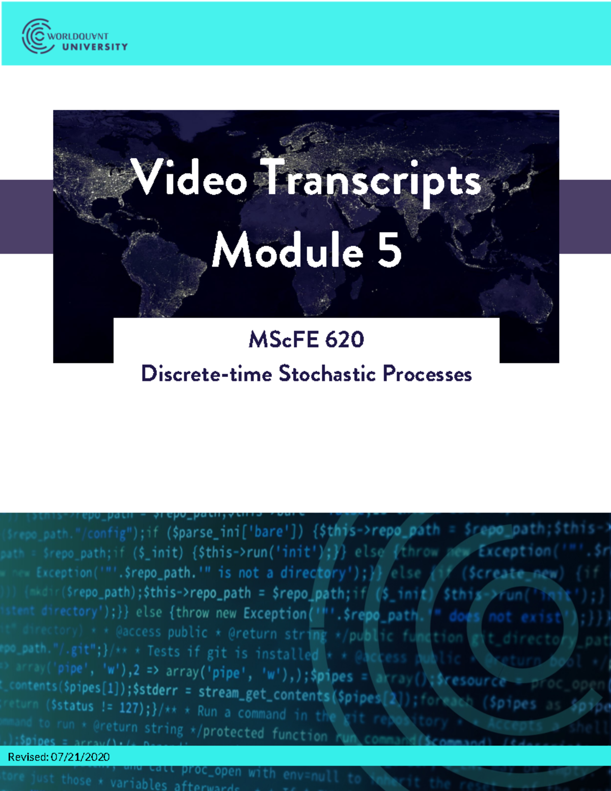 Msc Fe 620 Dtsp Compiled Video Transcripts M5 Mscfe 620 Discrete Time Stochastic