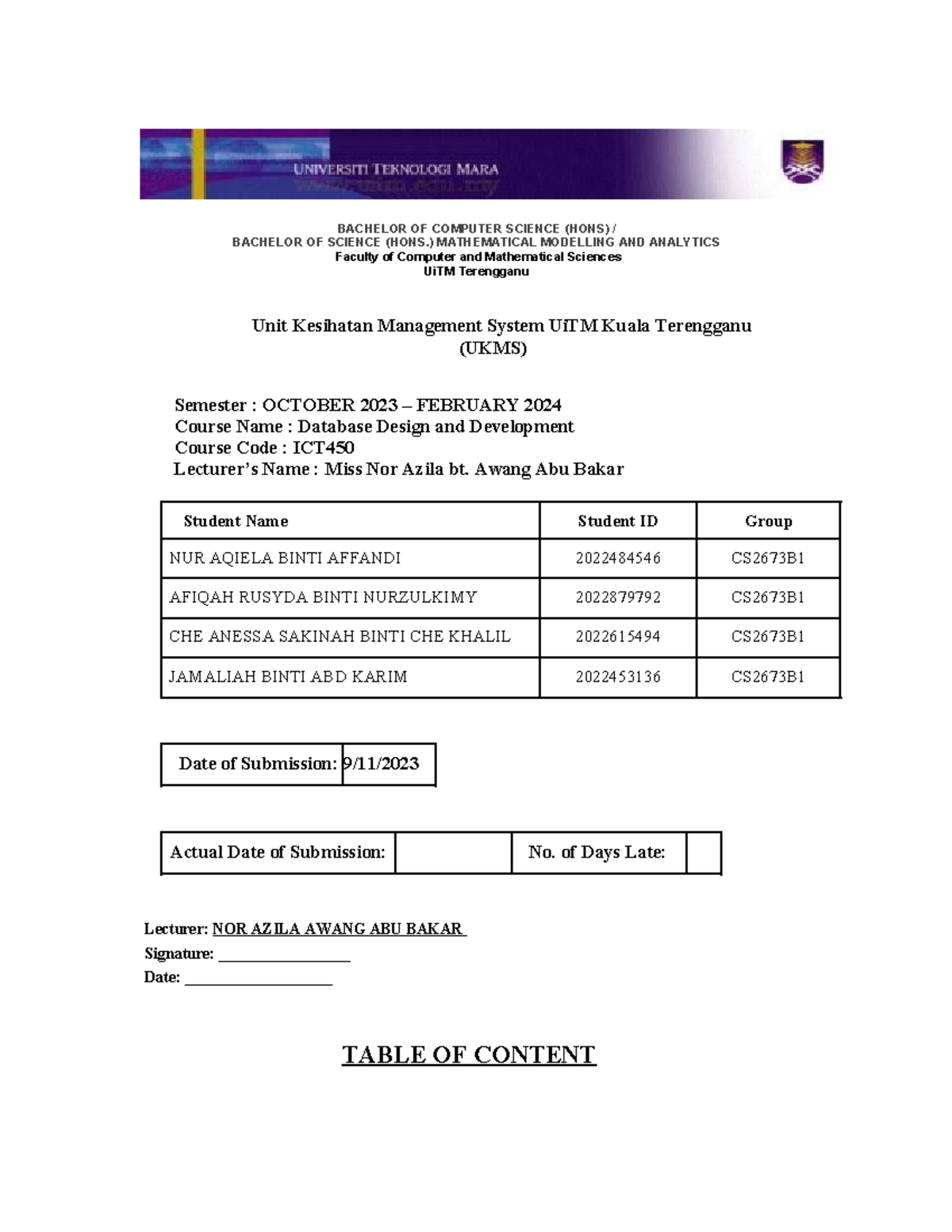 Proposal ICT - ICT - BACHELOR OF COMPUTER SCIENCE (HONS) / BACHELOR OF ...