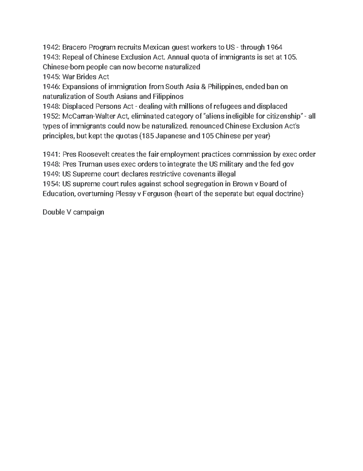 Changes to US Immigration Policy, 1942-1952 - 1942: Bracero Program ...