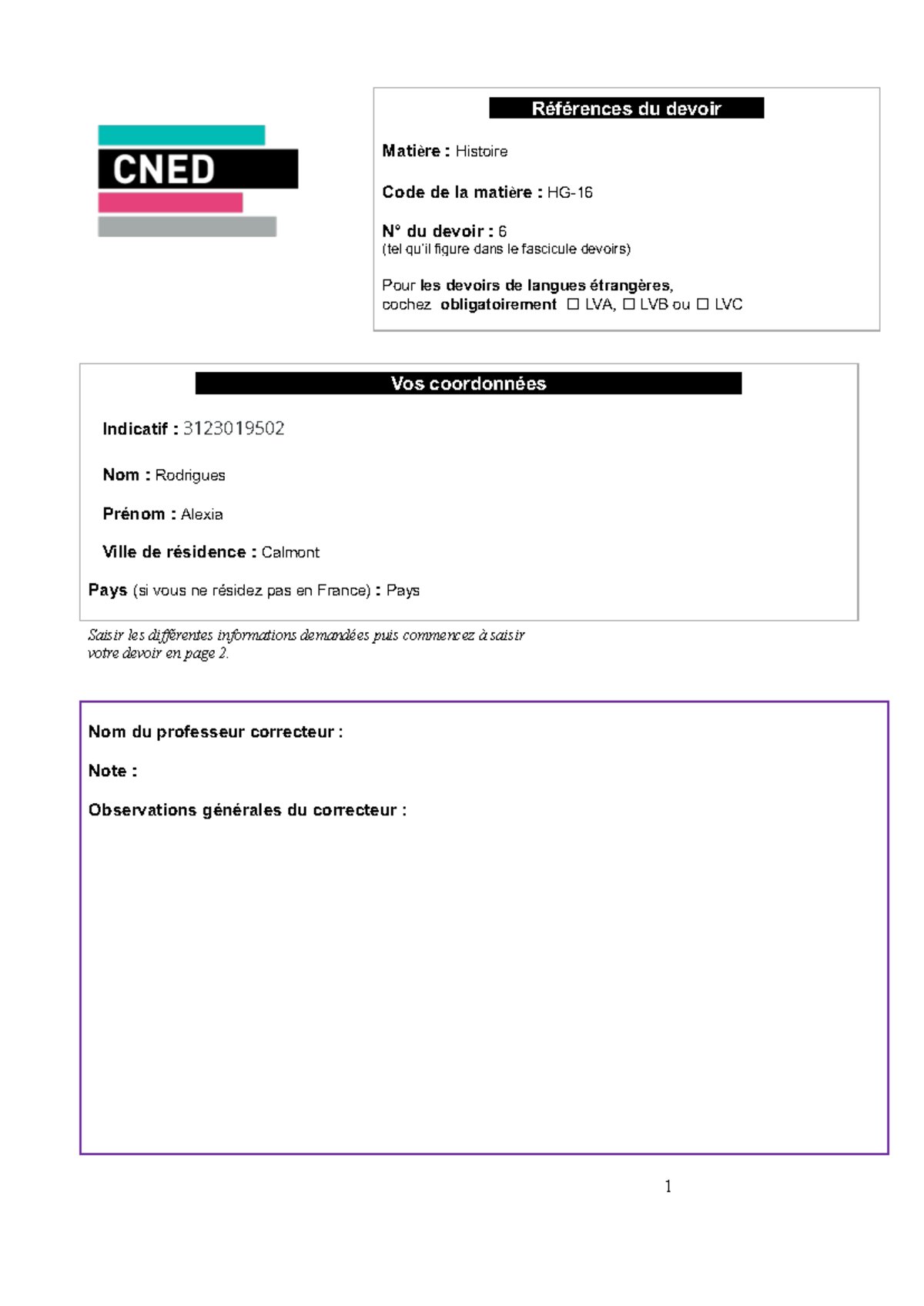 Rodrigues Alexia Devoir 6 Histoire - Références du devoir Matière ...