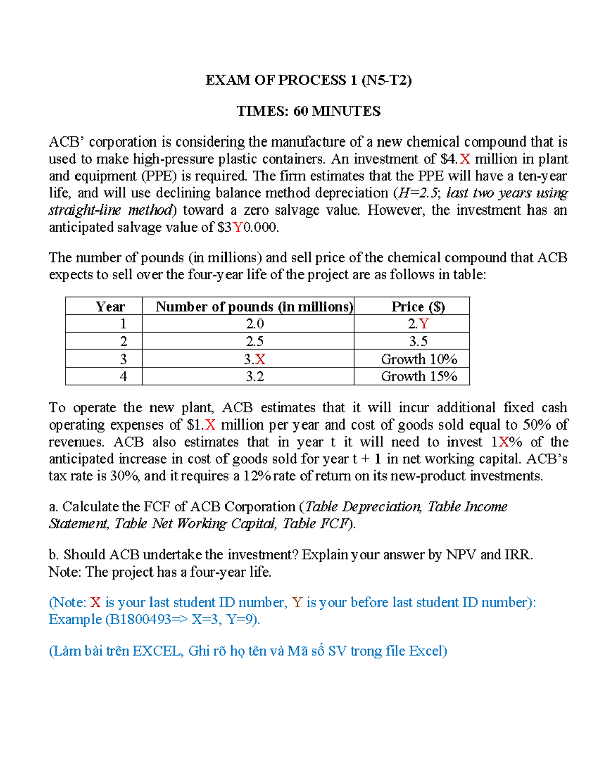 EXAM OF Process 1-N5-T1 - EXAM OF PROCESS 1 (N5-T2) TIMES: 60 MINUTES ...