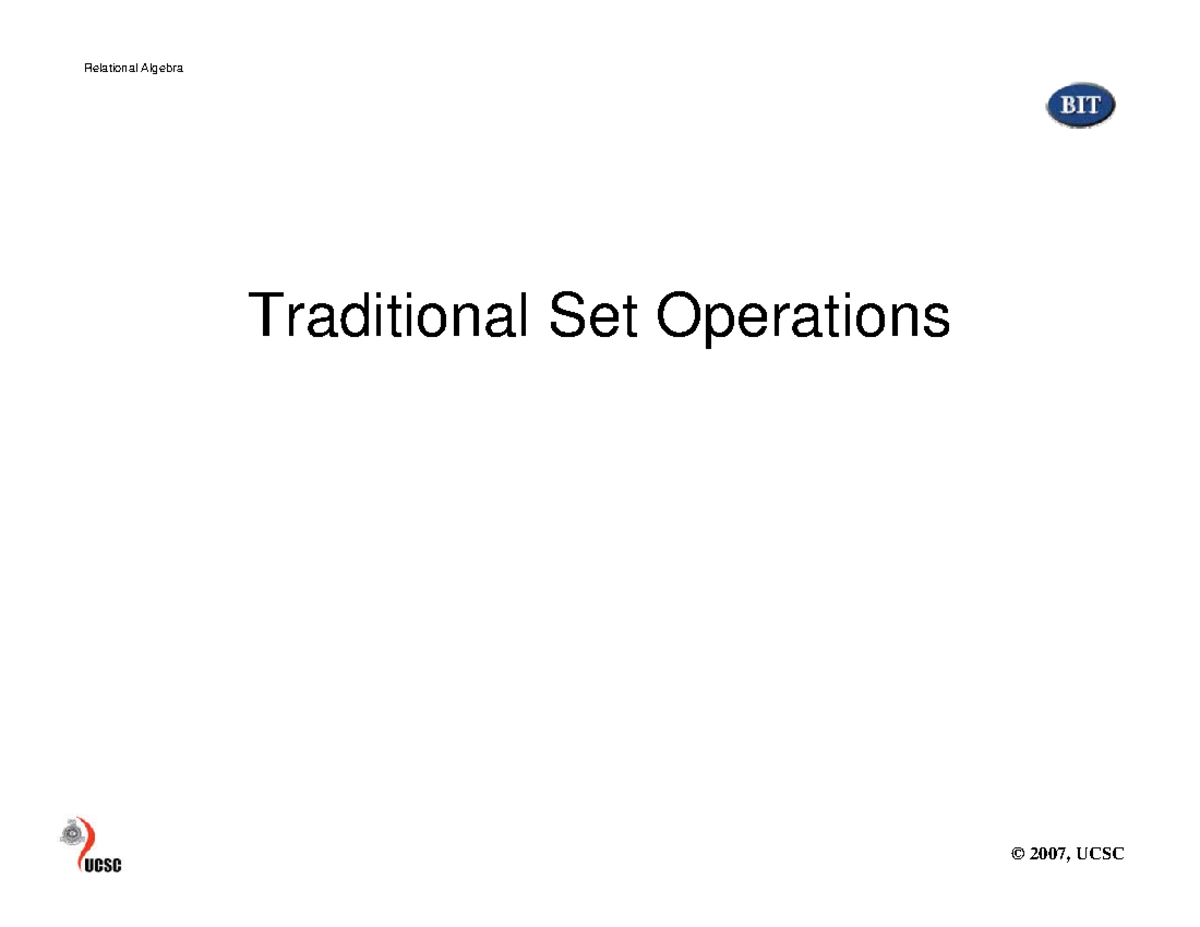 database management - Traditional Set Operations Detailed Syllabus ...
