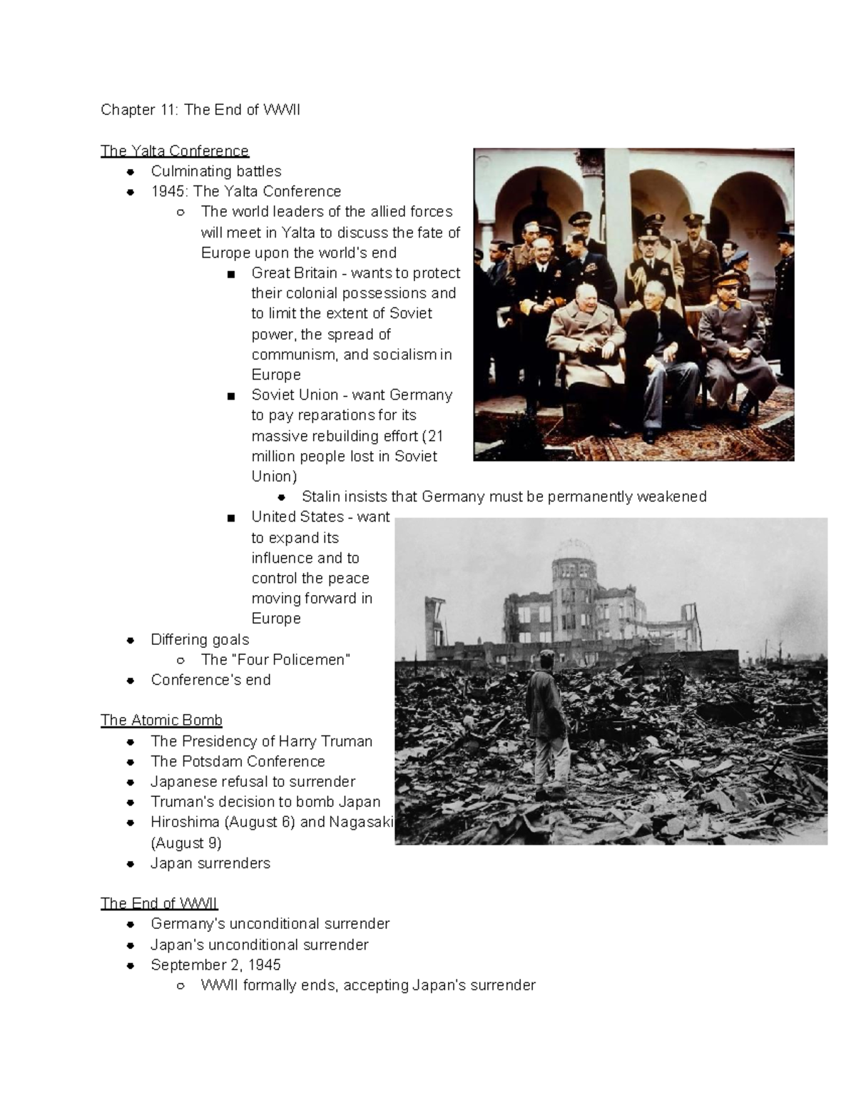 Chapter 11: The End of WWII - Chapter 11: The End of WWII The Yalta ...