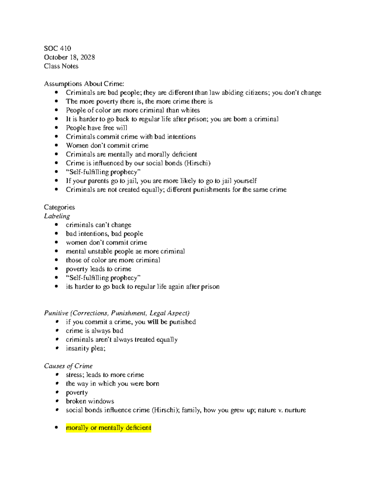 SOC410 0001 October 18 - Professor Amanda Rolle - SOC 410 October 18 ...