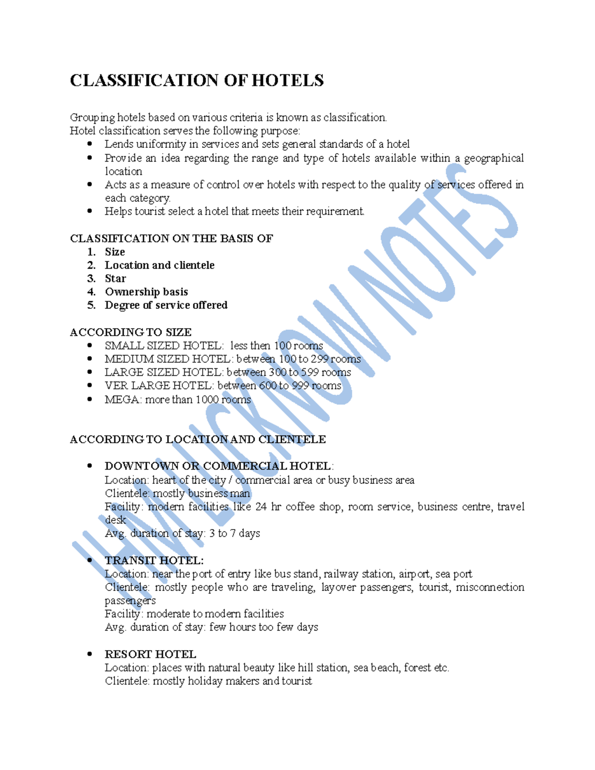 2. Classification OF Hotels - CLASSIFICATION OF HOTELS Grouping hotels ...