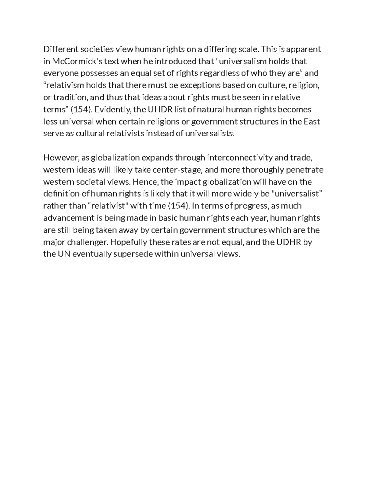 Human rights - Discussion Post - Different societies view human rights ...