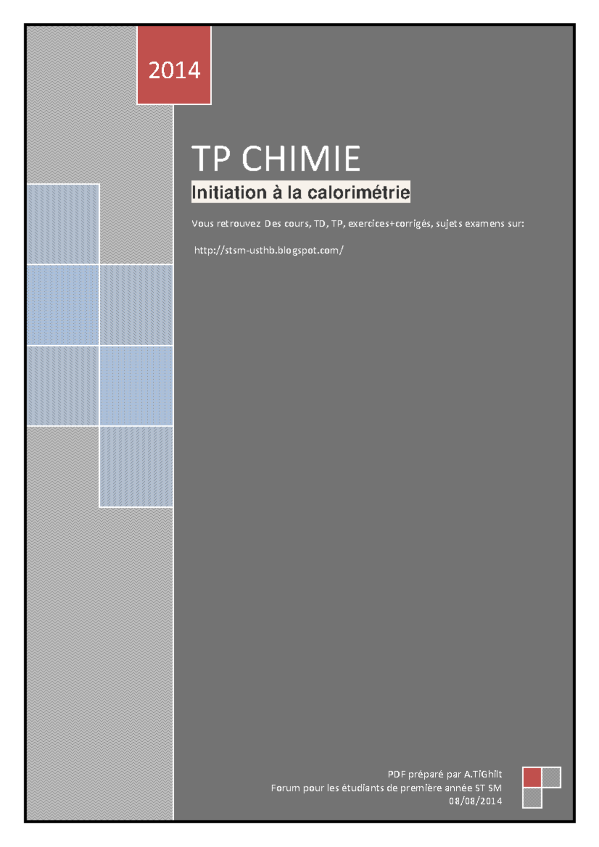 Tp n9 initiation a la calorimetrie - Chimie 2 - TP CHIMIE Initiation à la calorimétrie Vous ...