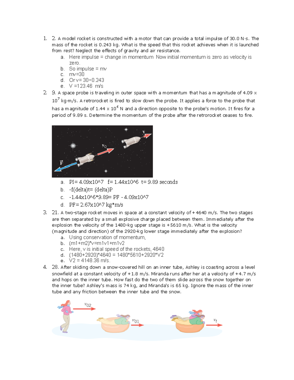 PHY 110 Assignment #7 - 1. 2. A model rocket is constructed with a ...