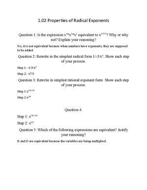 Exponent Radical Odds - Studocu