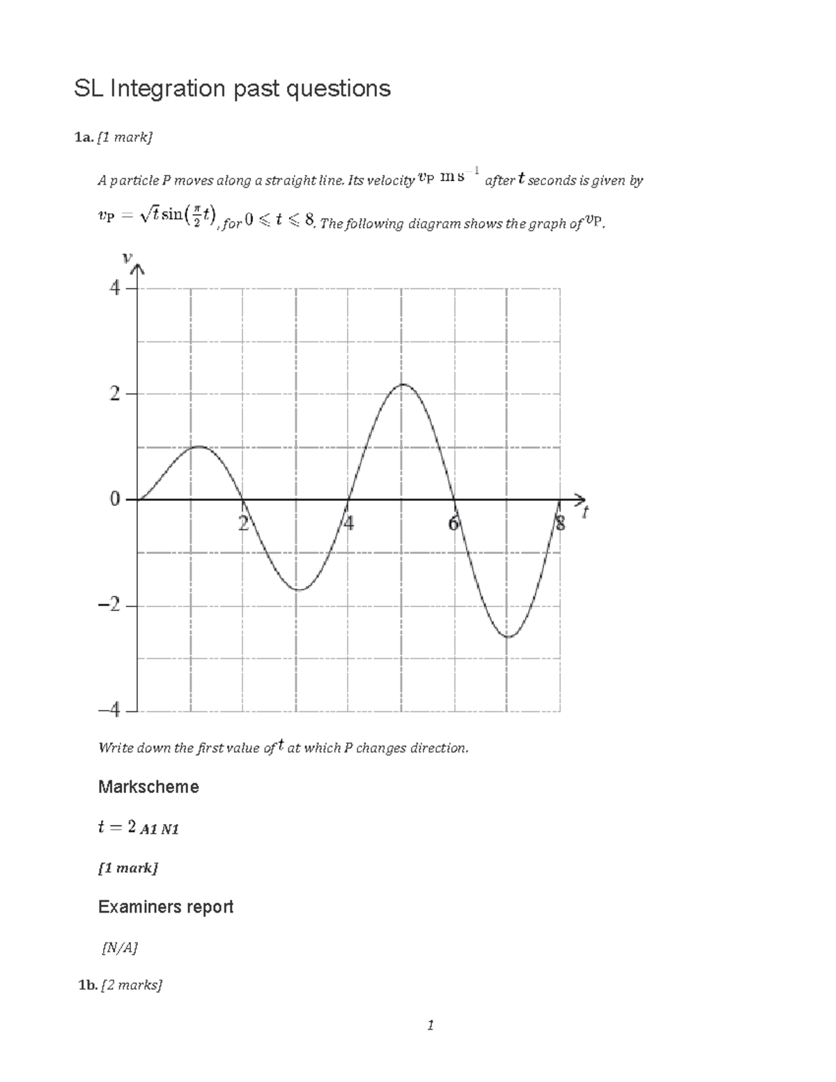 SL Integration past questions - Studocu