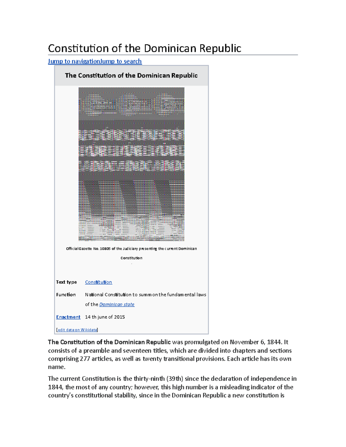 Dominican Constitution Part 1 - Constitution of the Dominican Republic ...