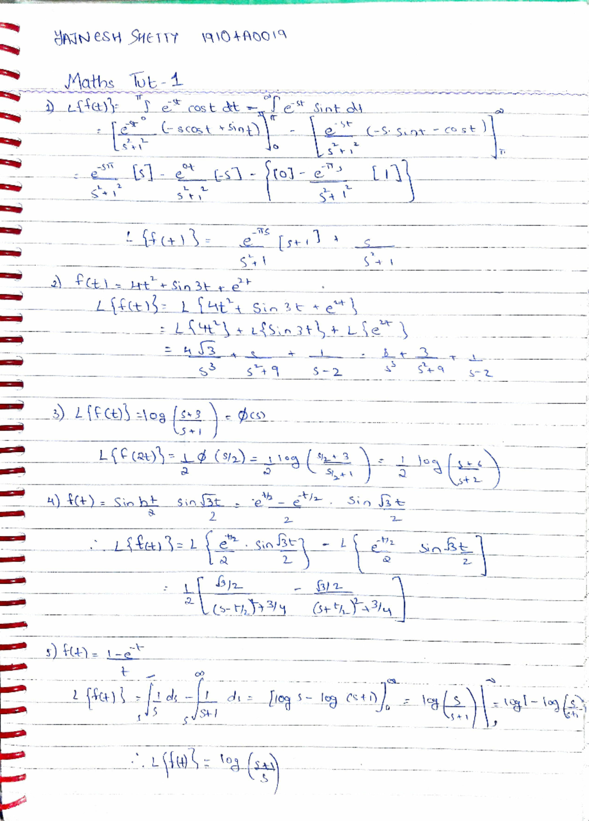 Maths tut 1 - New tutorial by prof - Electronics Engg - Studocu