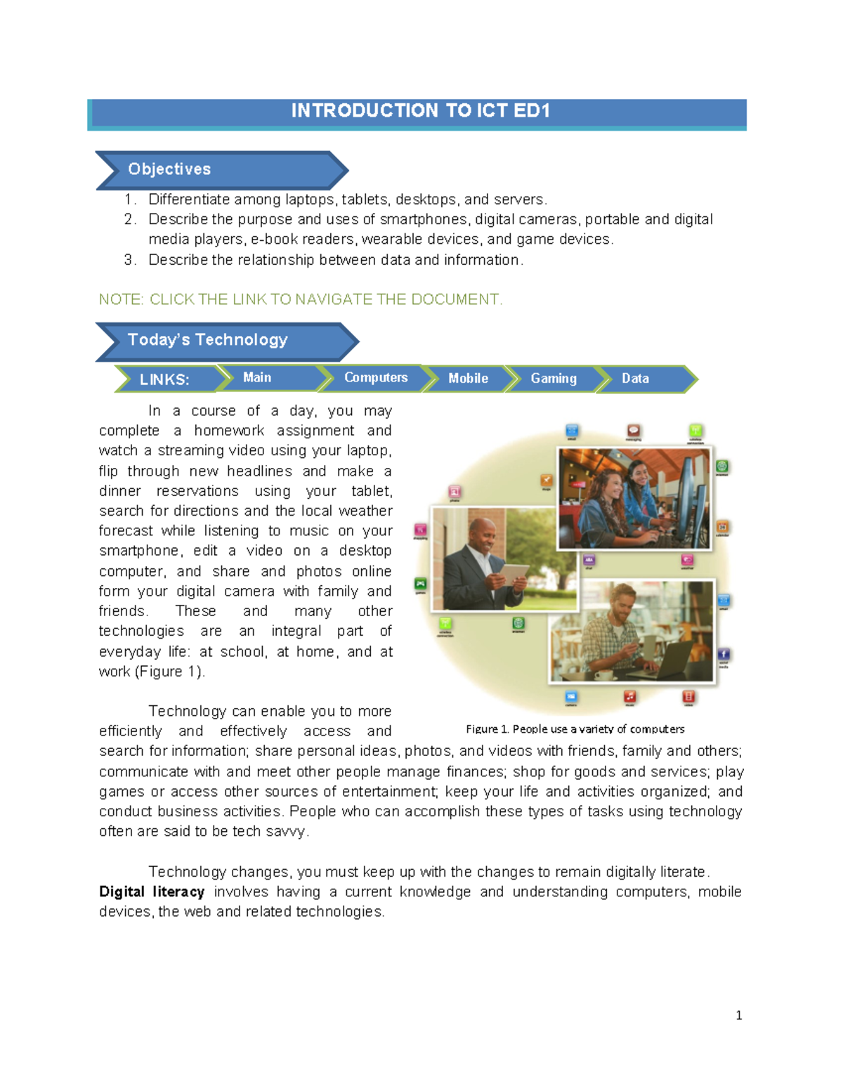 Lesson 1-Intro in Digital World 1 - INTRODUCTION TO ICT ED ...