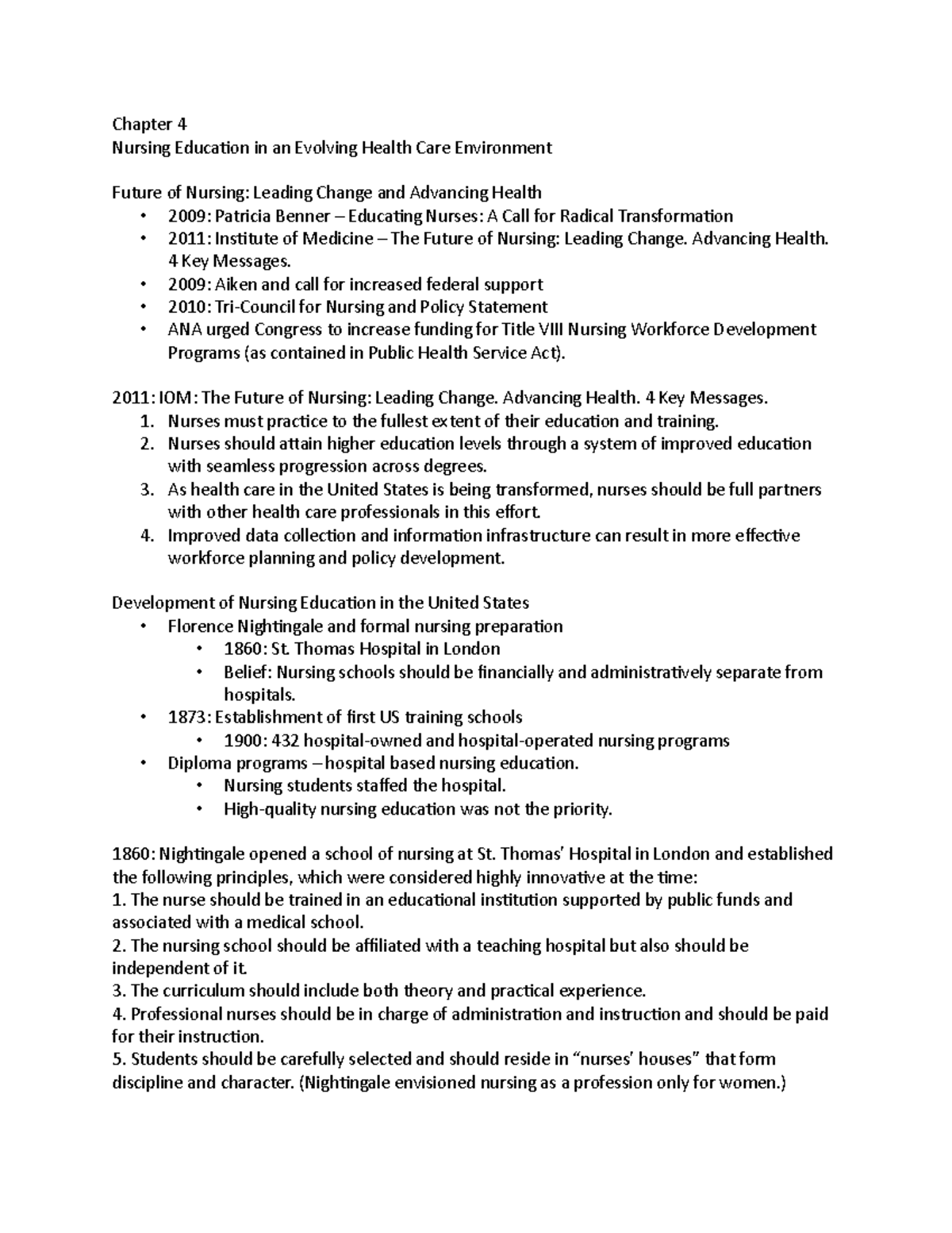 Chapter 4 (Nurs 333) Part 1 - Chapter 4 Nursing Education in an ...