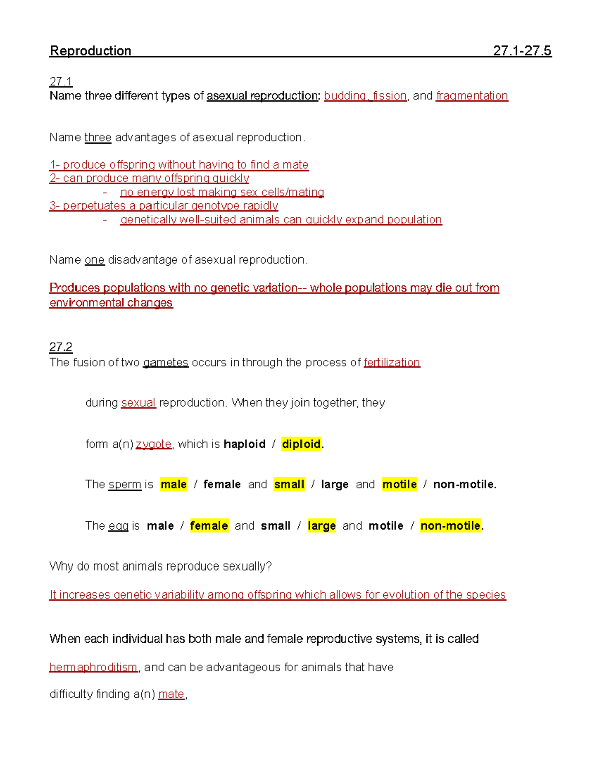 Reproduction Guided Notes - Reproduction 27-27. 27. Name three ...