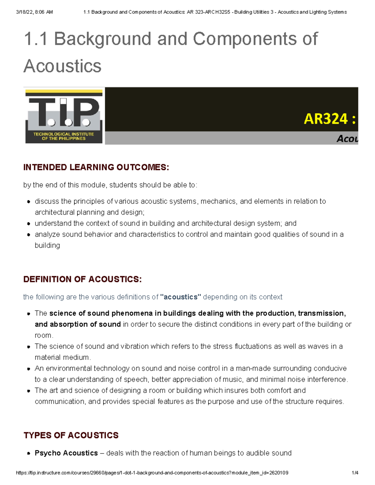 1.1 Background and Components of Acoustics AR 323-ARCH32S5 - Building ...