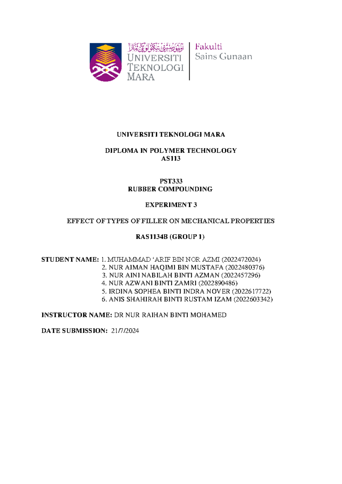 Scheme 3 PST333 - notes - UNIVERSITI TEKNOLOGI MARA DIPLOMA IN POLYMER ...