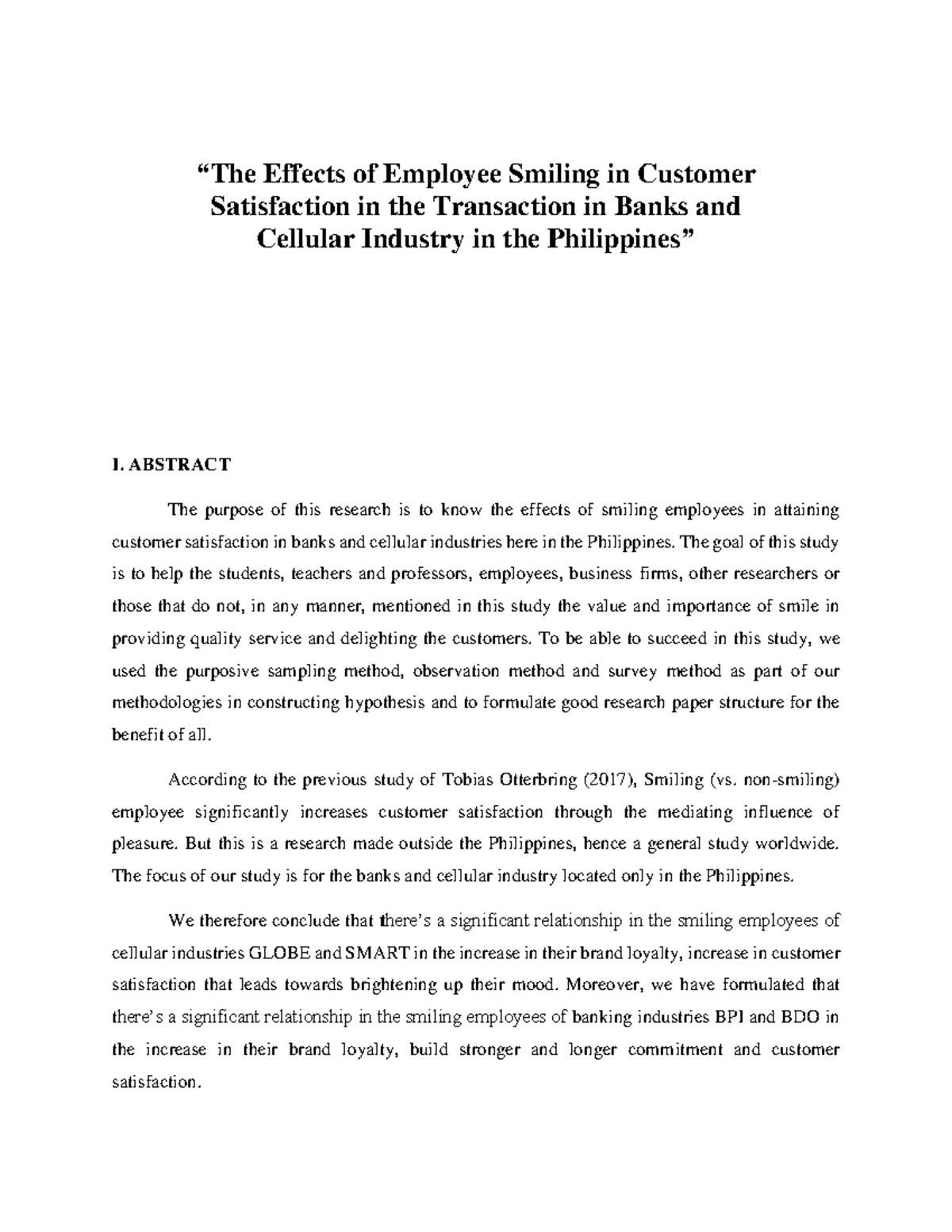The Effects of Employee Smiling in Customer