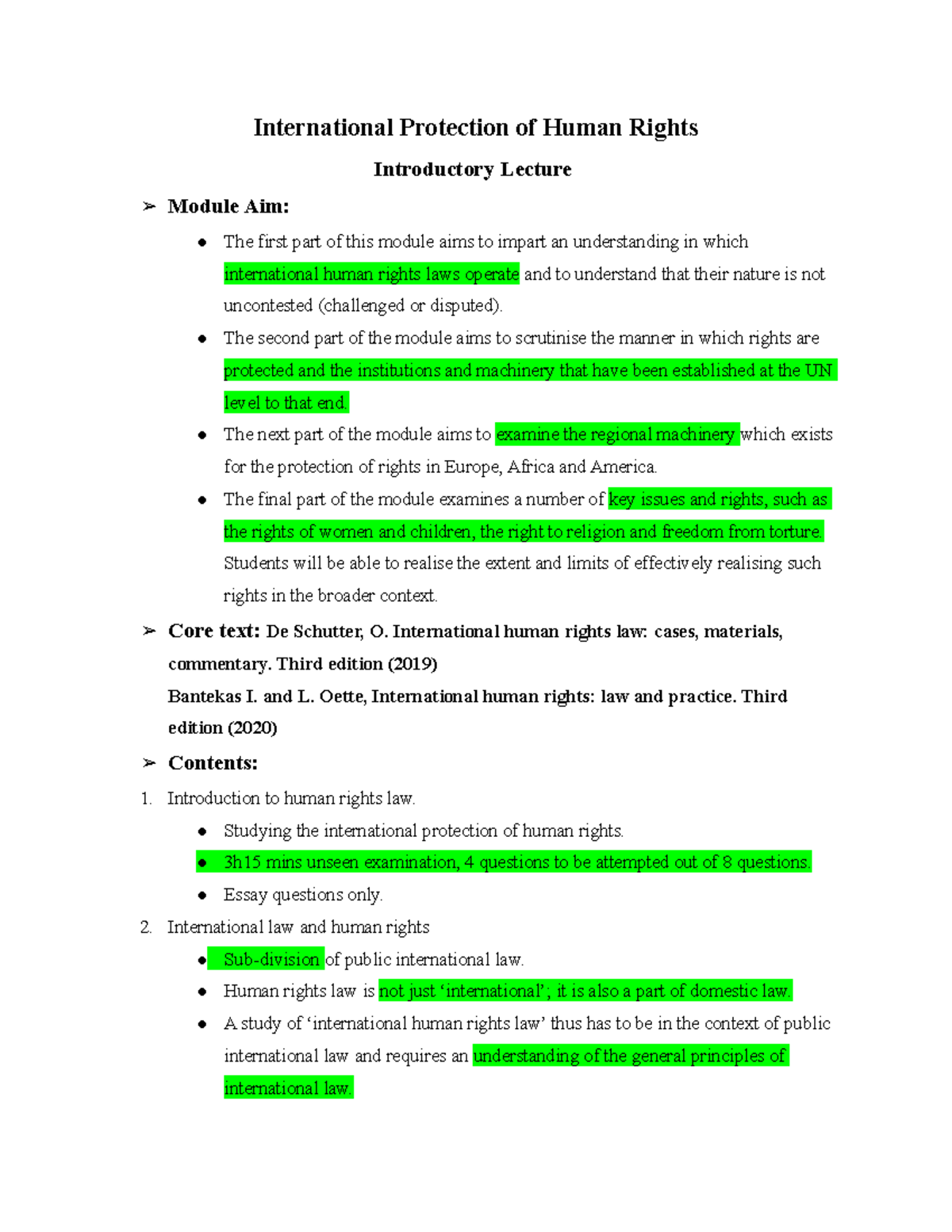 Introduction to IPHR - these are necessary notes for this module ...