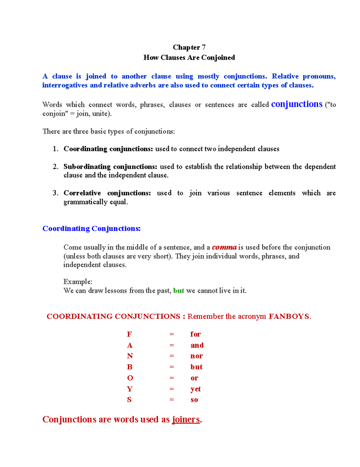 7. How Clauses are Cojoined - Chapter 7 How Clauses Are Conjoined A ...
