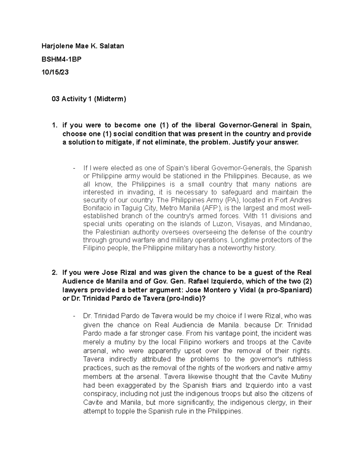 Salatan 03 Activity Midterm-ARG - Harjolene Mae K. Salatan BSHM4-1BP 10 ...