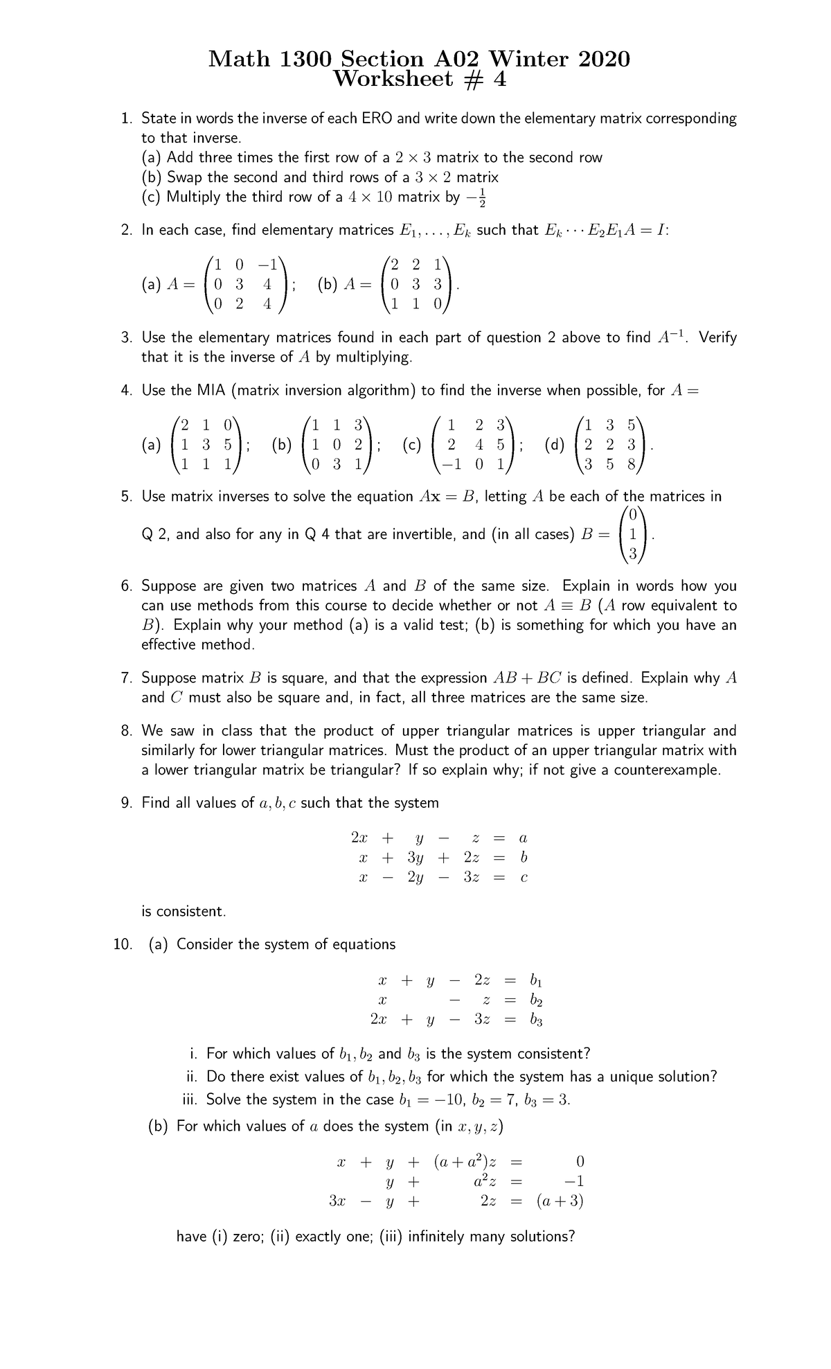 Worksheet 4 - Math 1300 Section A02 Winter 2020 Worksheet # 4 1. State ...