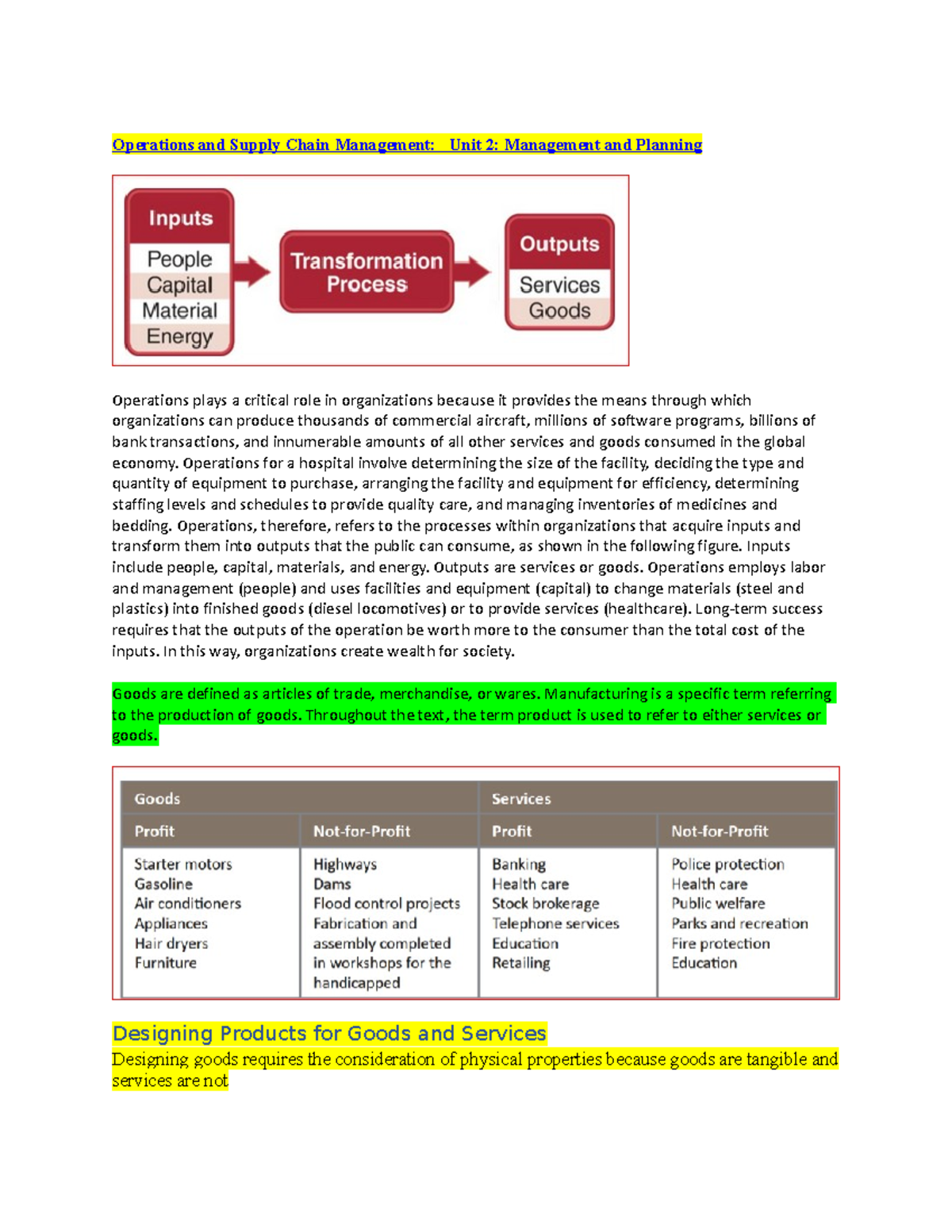 C720 - notes - Operations and Supply Chain Management: Unit 2 ...